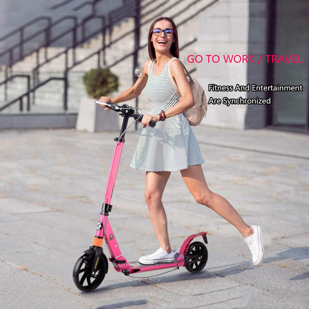 Scooters for Adults Big Wheels, Kick Scooter Adult Folding, Foot Brake System, Front Wheel Shock Absorption, Support 220 Lbs Weight, Suitable for Campus and City Trips(Non-Electric)