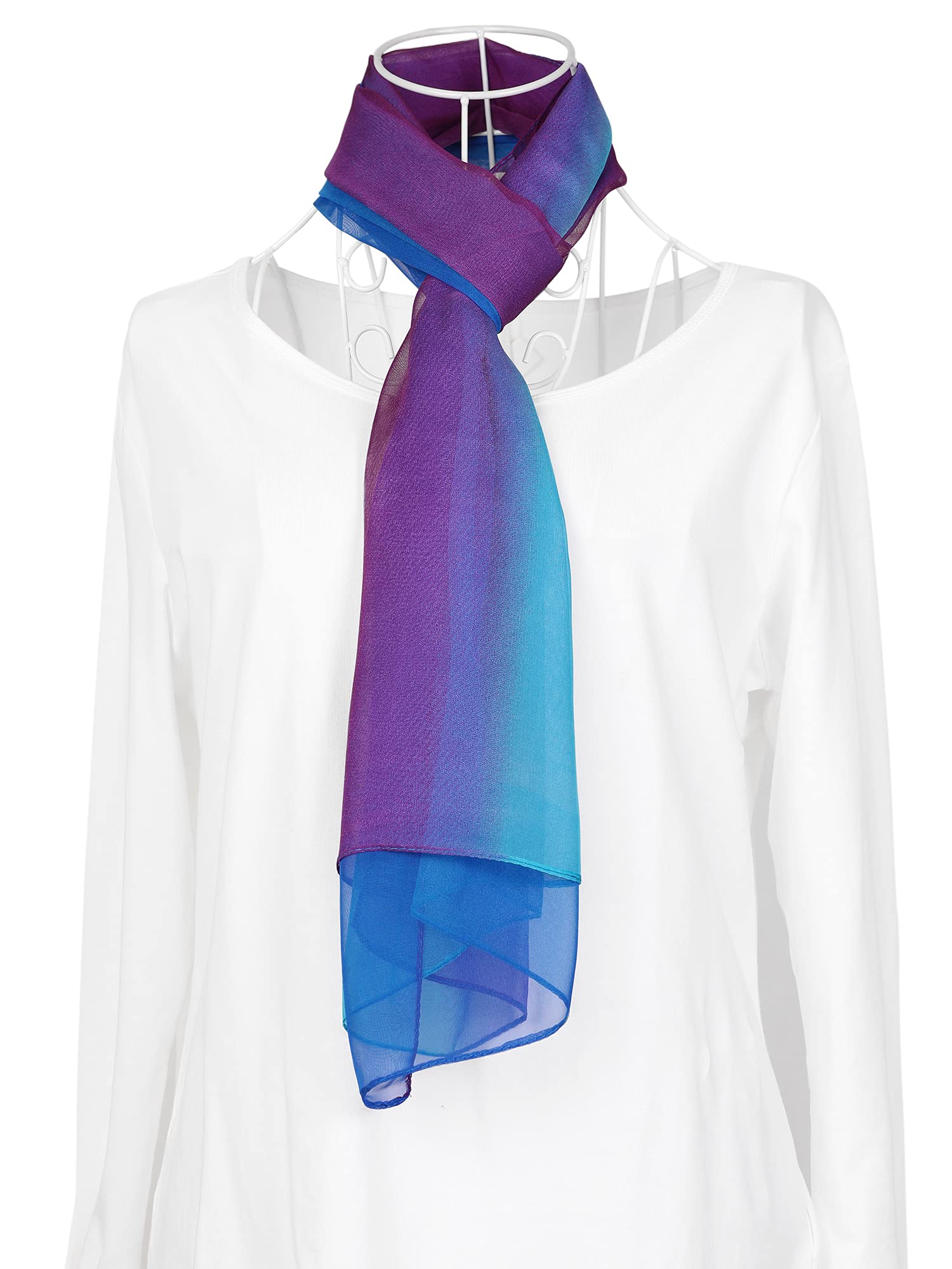 uxcell Long Chiffon Light Wedding Scarf Silky Gradient Color Party Shawl Spring Summer Beach Wrap for Women 63"x19.6" Royal Blue