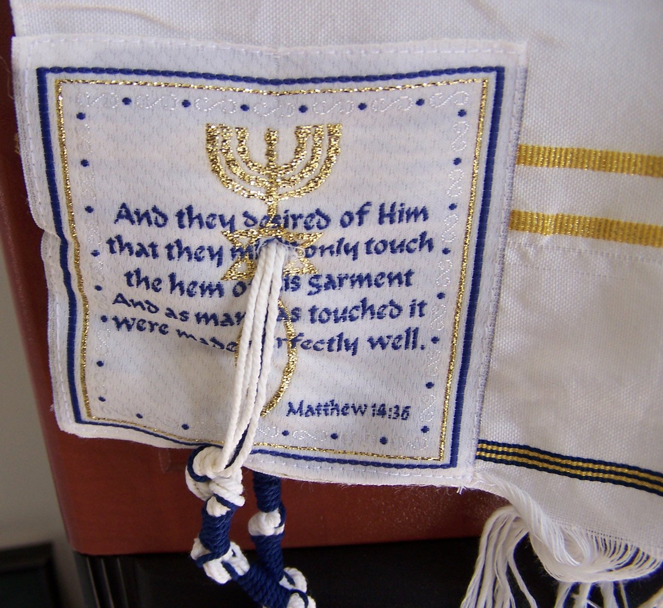 Shofars From Afar Navy Blue Messianic Tallit Talit Prayer Shawl 72" x 22" w/Matching cloth zipper bag - Designed by Dr. Rick Kurnow