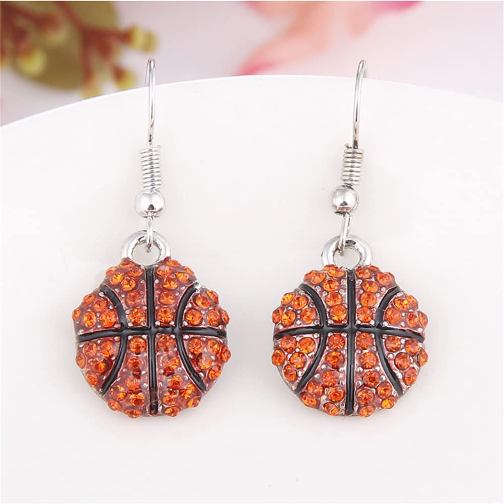 Women's Basketball Football Diamond Drop Dangle Earrings Stud Earrings（basketball dangle）