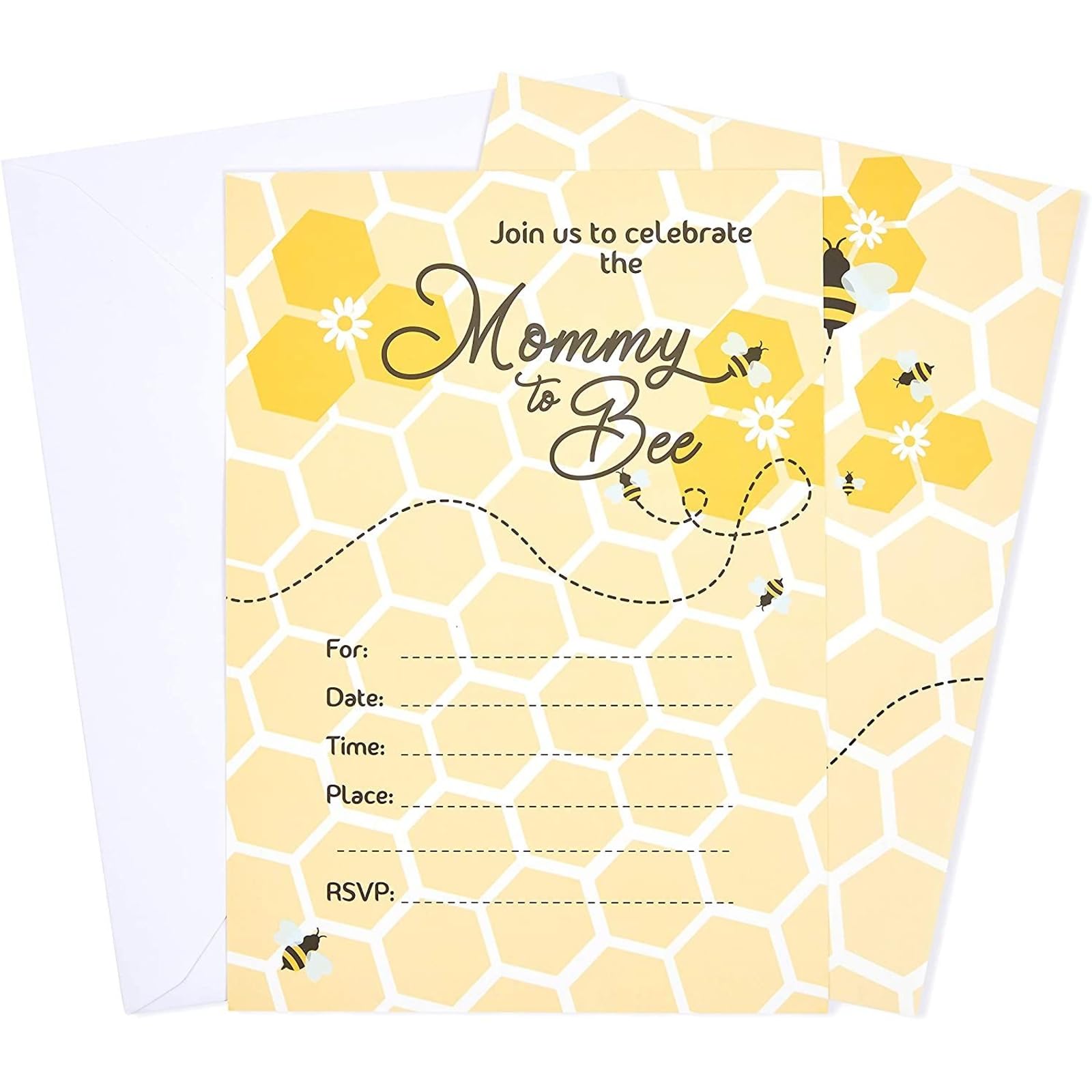 Sparkle and Bash Baby Shower Invitations with Envelopes, Mommy to Bee (50 Pack)