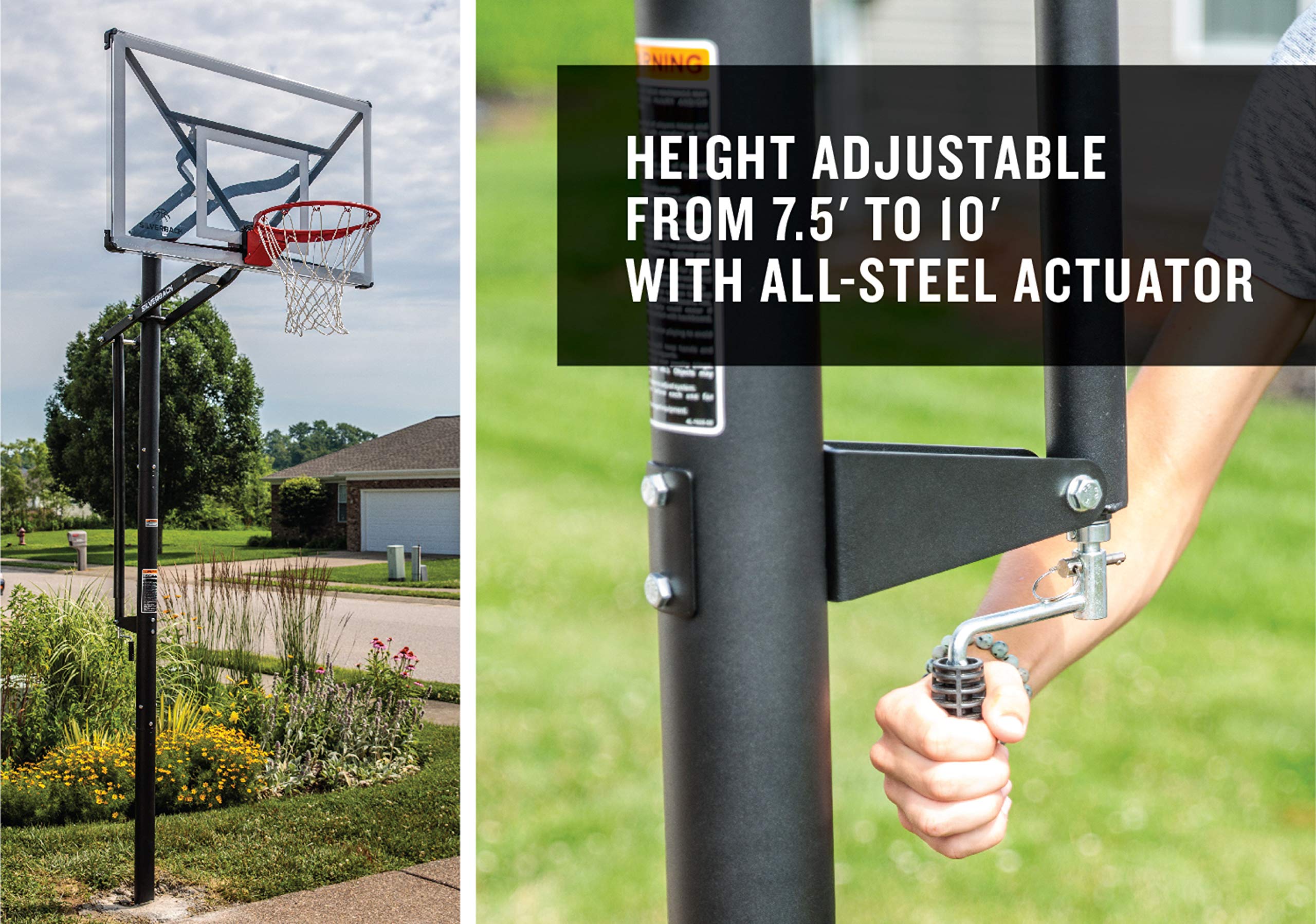 Silverback NXT 54" In-Ground Basketball Hoop with Adjustable-Height Backboard and QuickPlay Design , Black