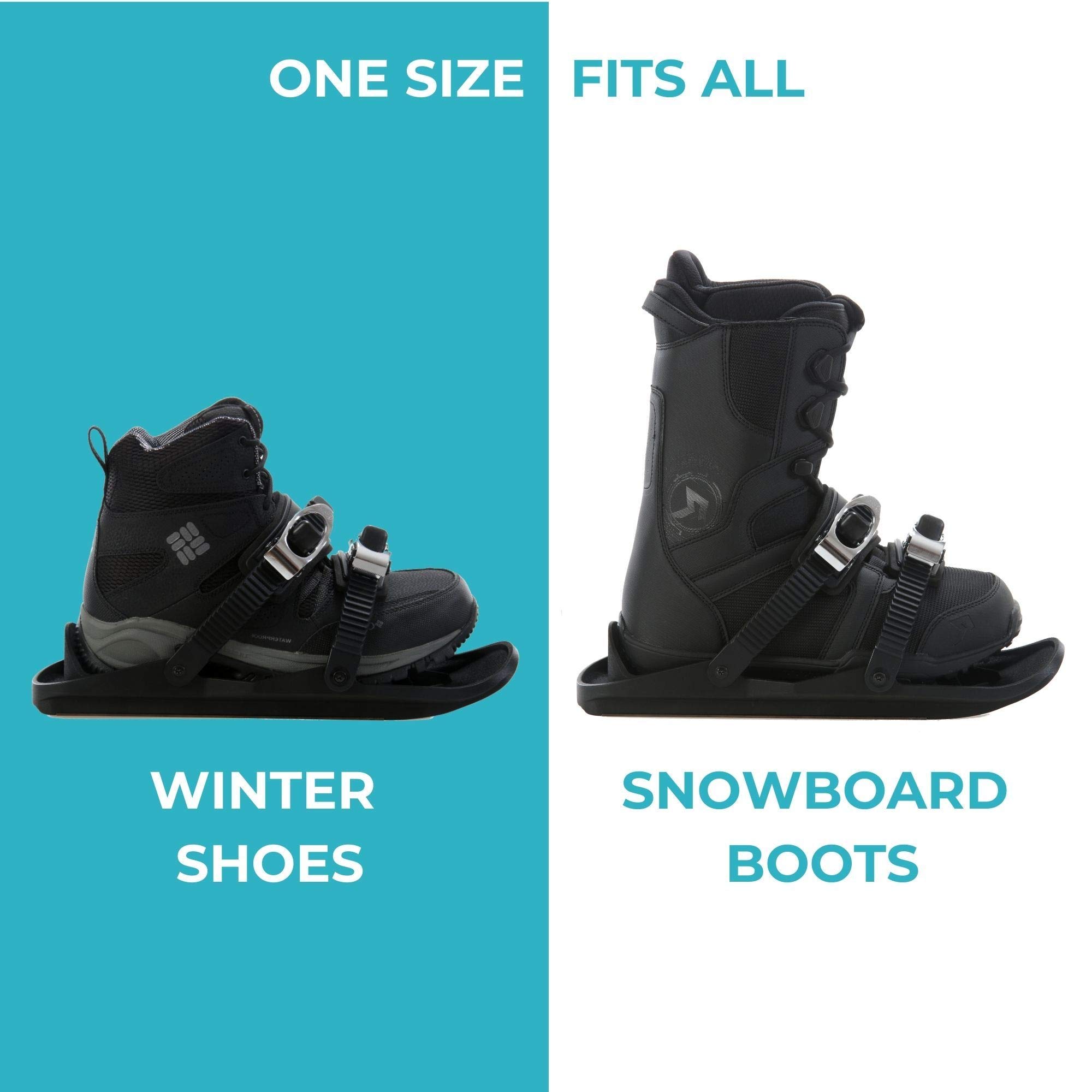 Snowfeet - Mini Short Ski Skates for Snow | Skis for Winter Shoes | Short Snowskates Snowblades Skiboards | The Real Original (RED)