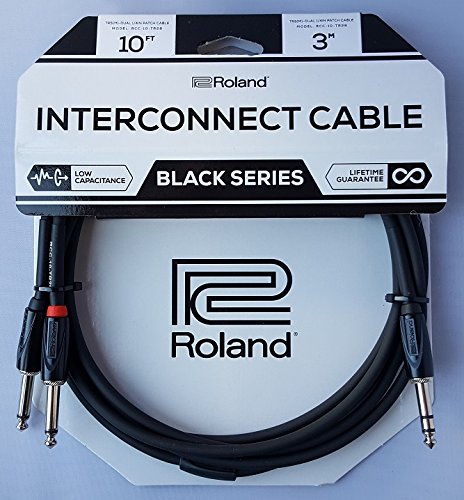 Roland Black Series 1/4-Inch TRS Male to Dual 1/4-Inch TS Male Insert/Splitter Cable - 10 Foot (RCC-10-TR28V2), Copper,Black