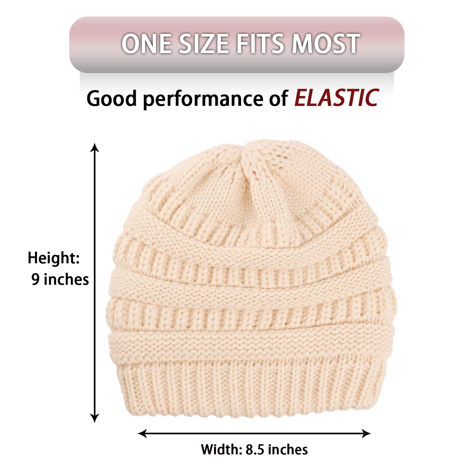 Winter Knit Beanie for Women Satin Lined Cable Thick Chunky Cap Mens Soft Lined Slouchy Warm Hat Beige