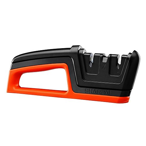SHARPAL 206N 3-in-1 Kitchen Chef Knife Scissors Sharpener, Sharpening Tool for Straight & Serrated Knives, Repair and Hone Blades, Fast Sharpen Scissor