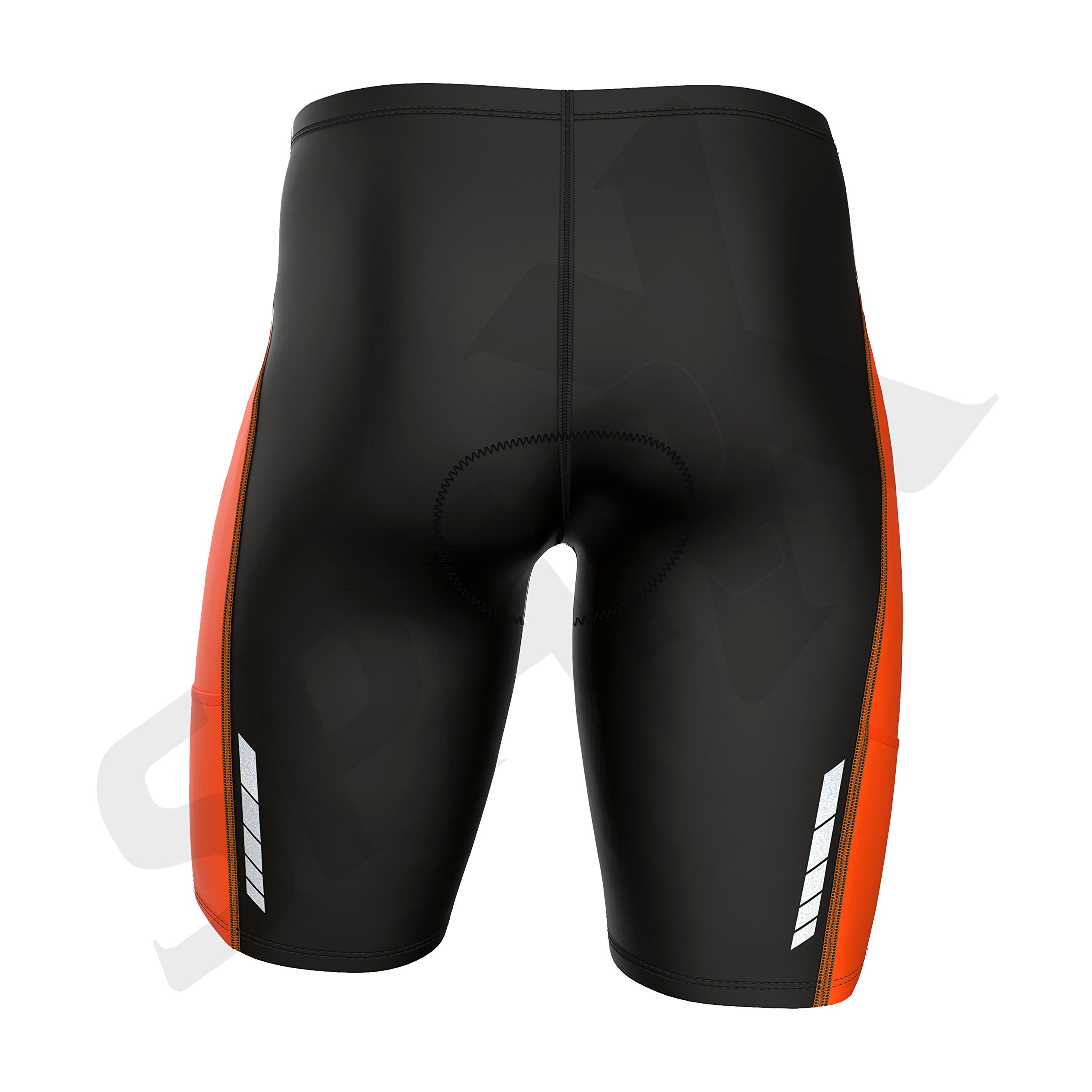 Sparx Men`s Perform 2.0 Triathlon Shorts 9" Tri Short | 2 Easy Reach Pockets | Swim-Bike-Run (Medium, Bright Orange)