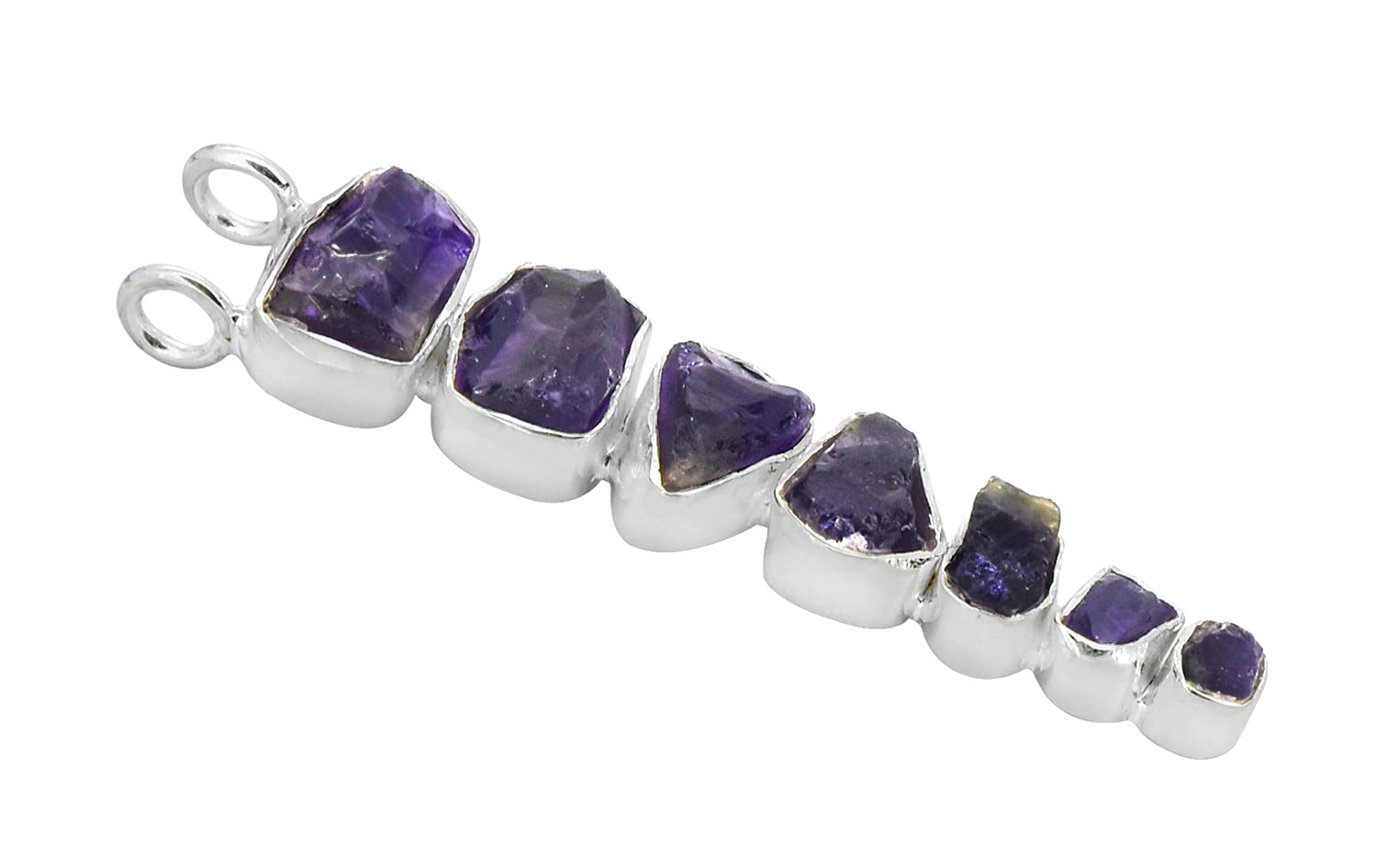YoTreasure Raw Blue Tanzanite Pendant 925 Sterling Silver Long Chain Necklace Jewelry
