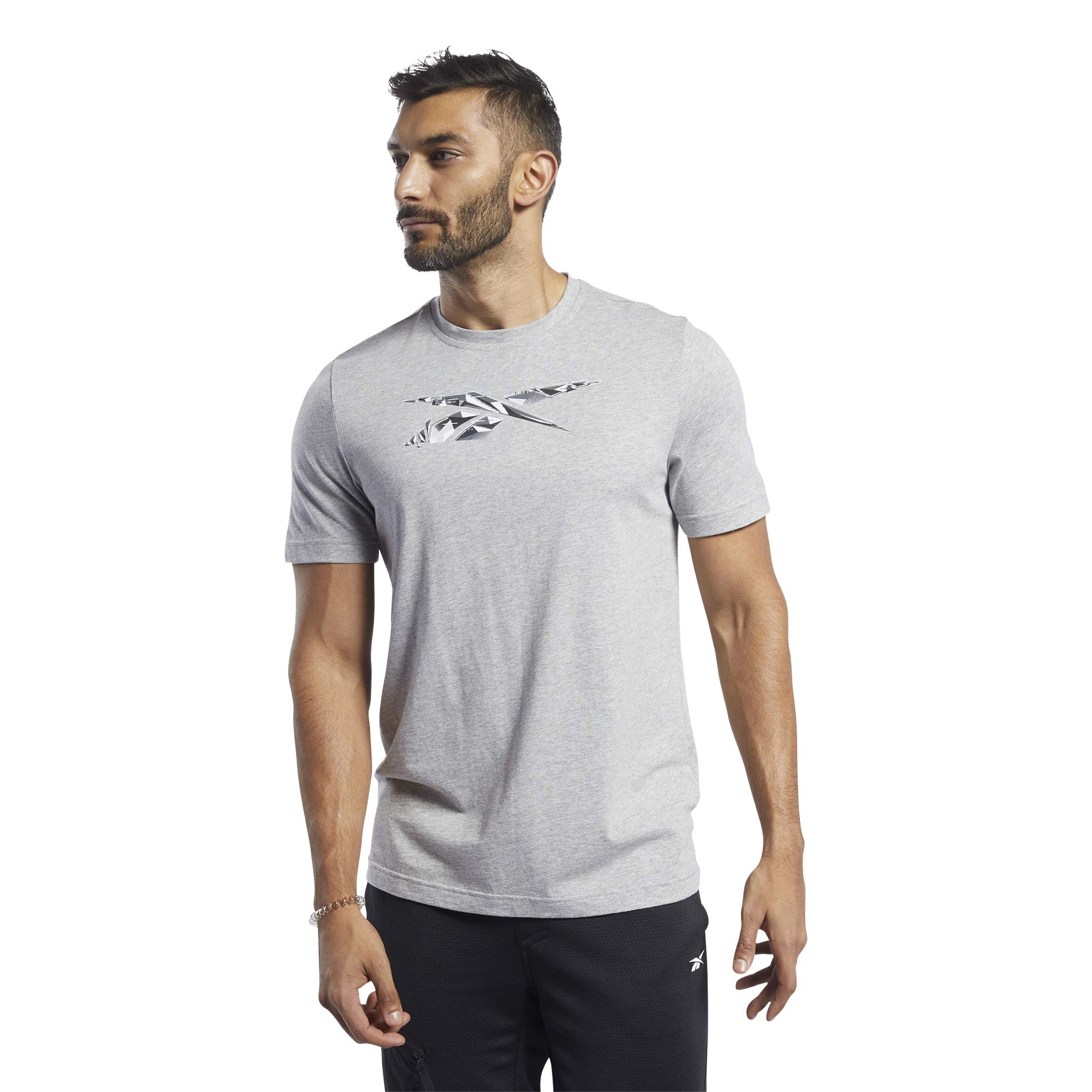 Reebok Training Supply Cotton Graphic Tee, Medium Grey Heather, S