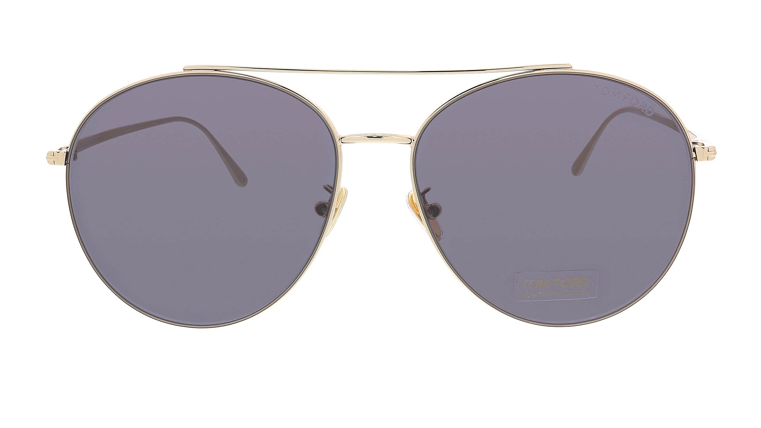 Tom Ford FT0757-D 28A Cleo Shiny Rose Gold Brow Bar Round Sunglasses for womens