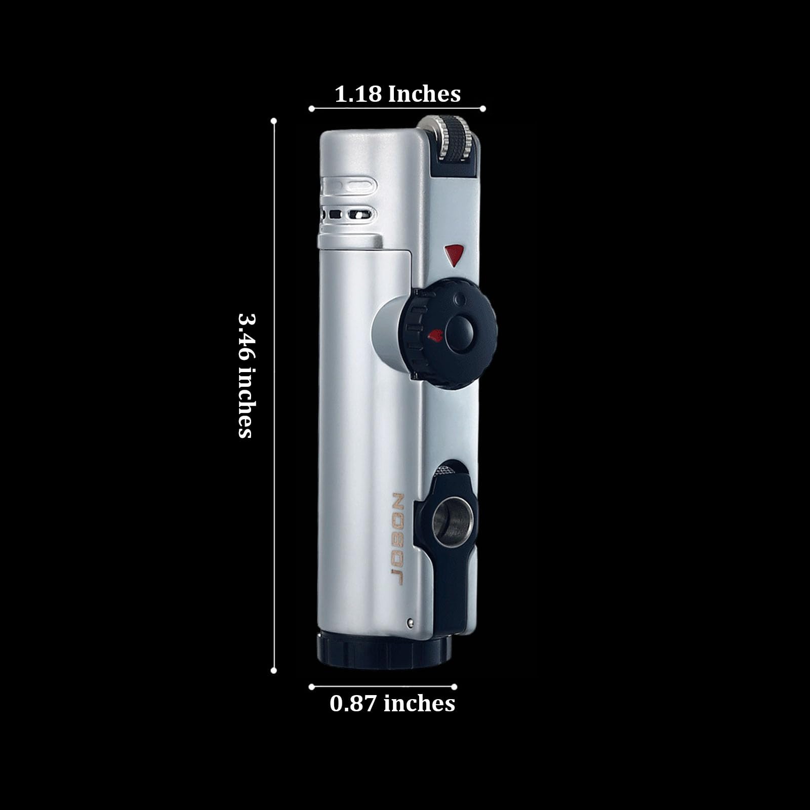 RobinCath Jet Flame Torch Lighter with Punch, Pocket Lighter with Fluid View Window Refillable Butane Lighter Adjustable Flame Windproof Lighter (Butane Gas Not Included) (Silver