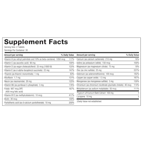 ROMAN Daily Multivitamin for Men | Supports Physical Activity, Brain + Heart Health, and Immune System with 23 Key Nutrients Including Calcium, Magnesium, and Zinc | 30-Day Supply (60 Tablets)