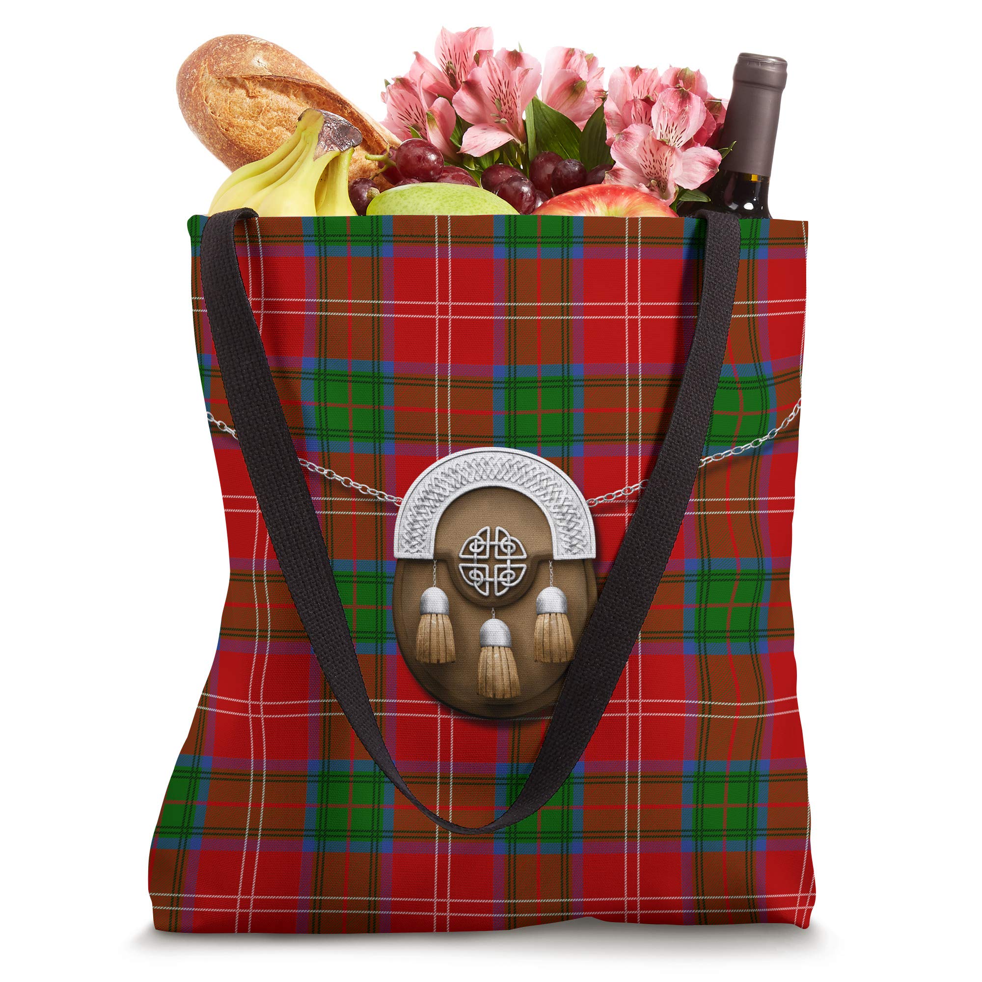 Scottish Clan Chisholm Tartan Plaid With Sporran Tote Bag