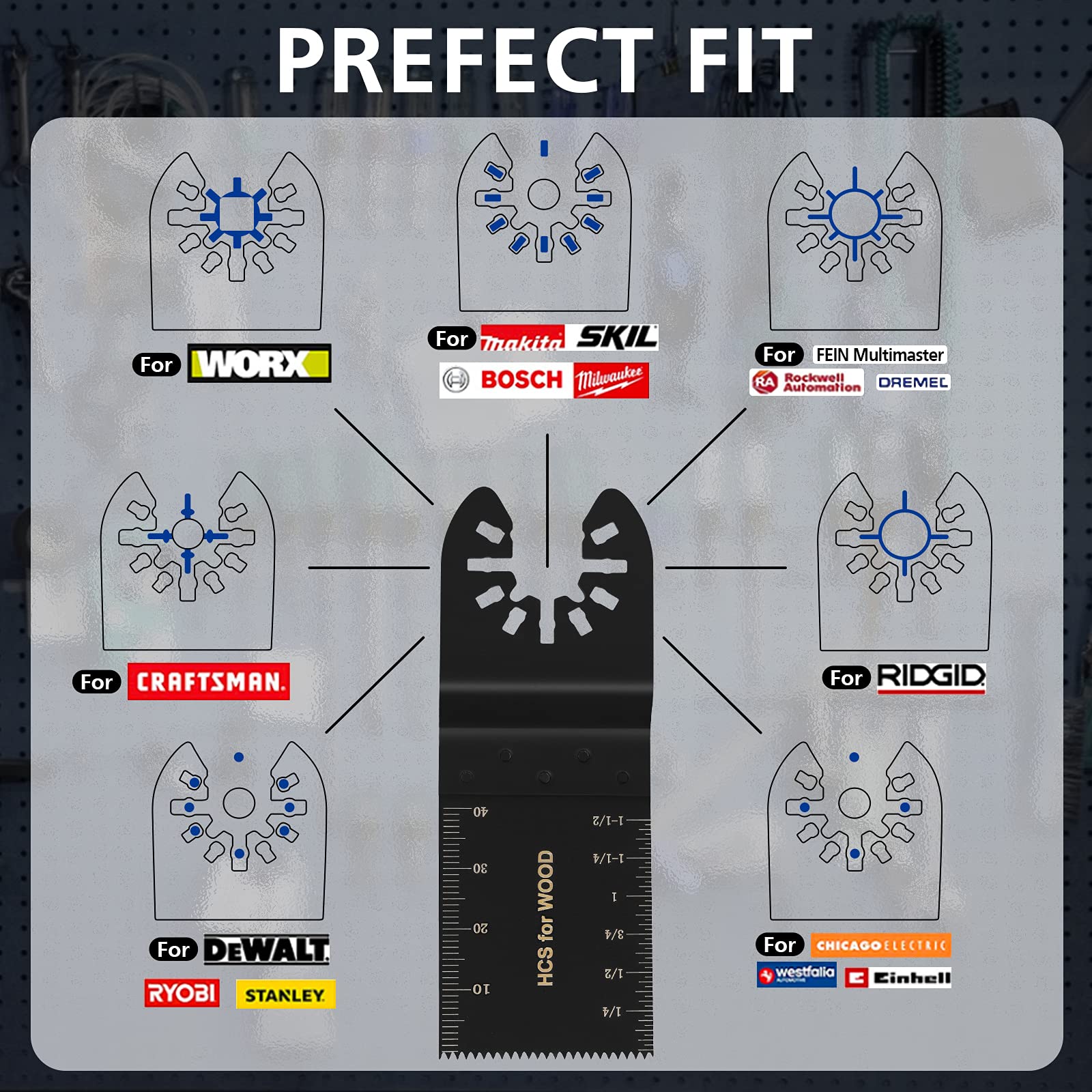Zeekech Oscillating Saw Blades, 7 Type Multitool Blades for Wood Metal, Multi Tool Blades with 90pcs Sandpaper, Oscillating Tool Blades Compatible with Dewalt, Milwaukee, Ryobi, Bosch, 102Pcs