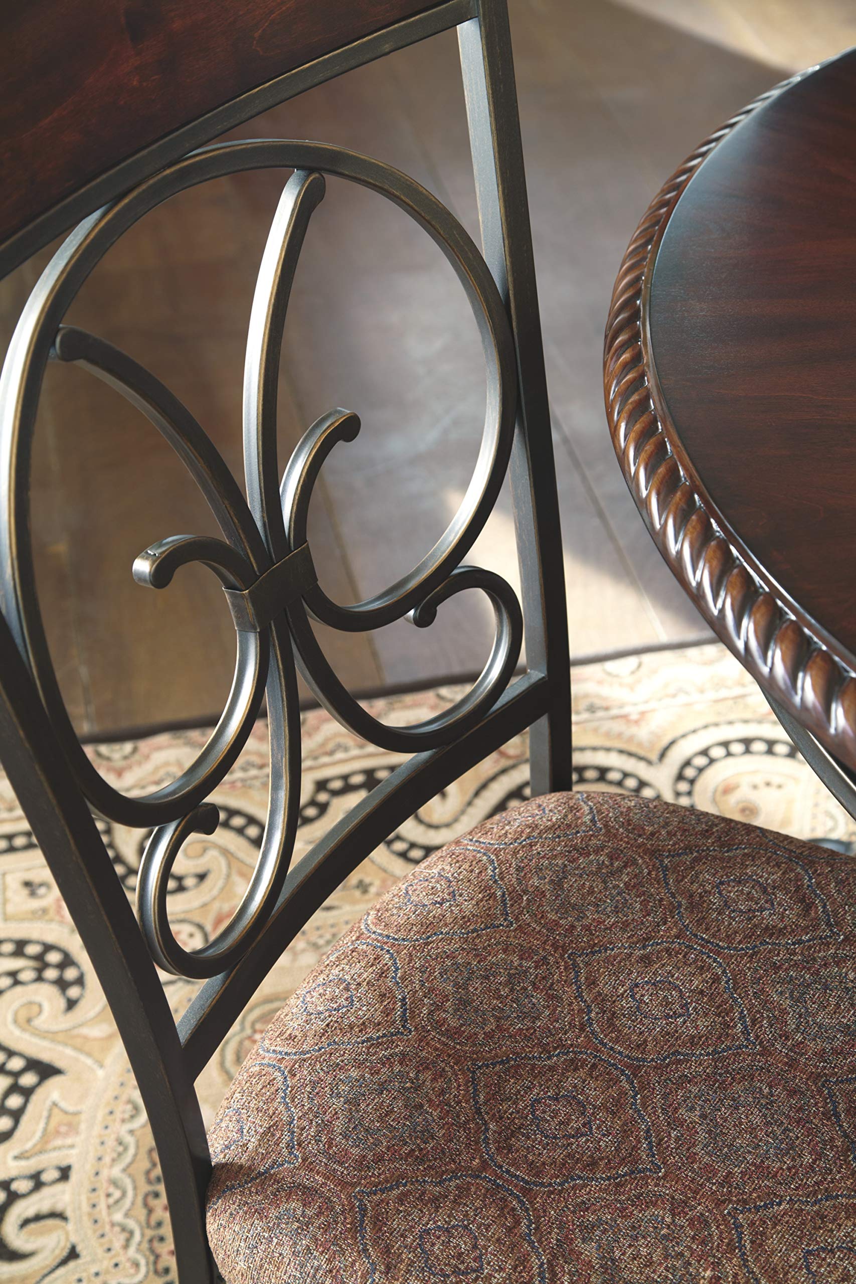 Signature Design by Ashley Glambrey Old World Dining Chair with Cushion, 4 Count,, 23.5"D x 19.75"W x 40.5"H, Brown