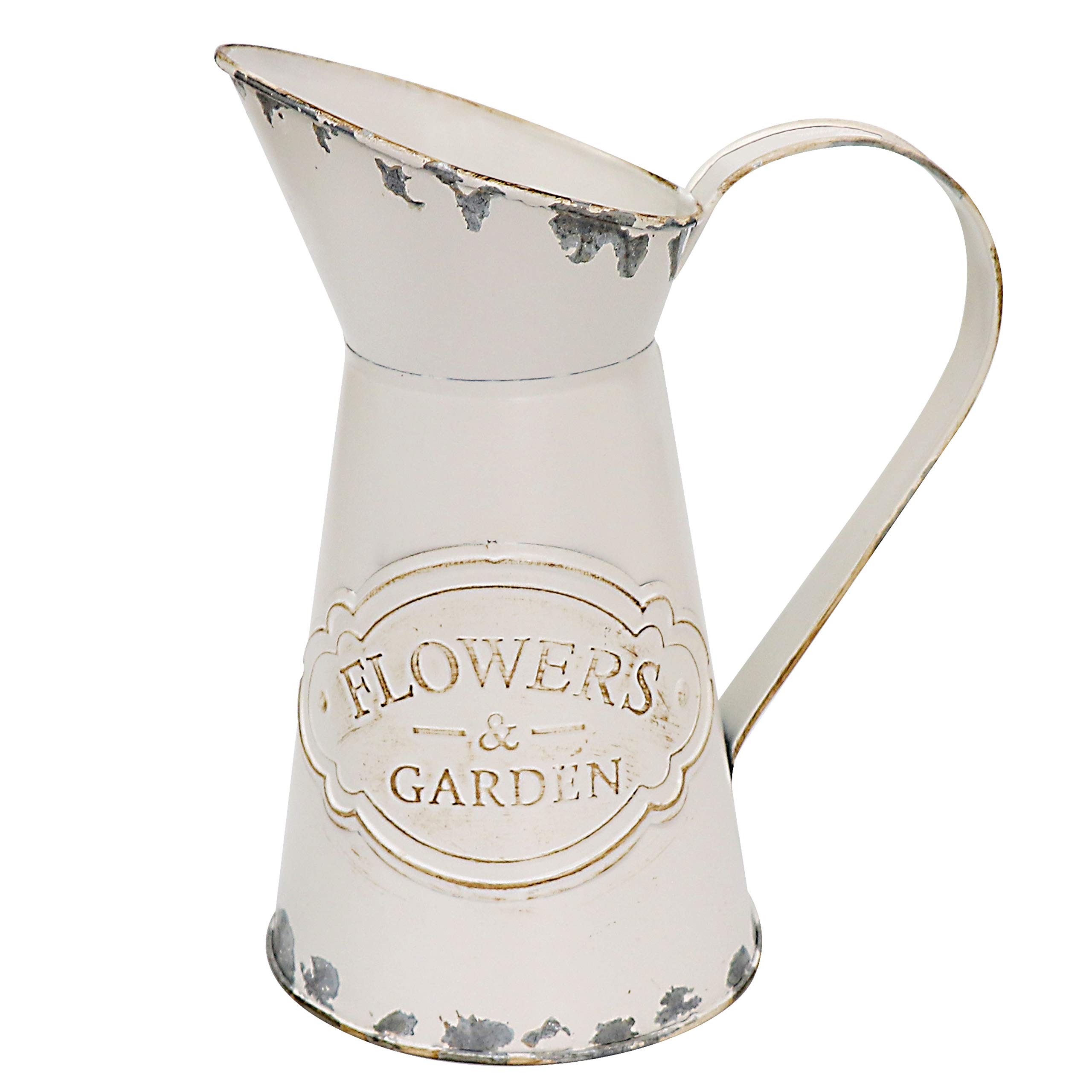 Soyizom Galvanized Metal Pitcher Farmhouse Decor Jugs White Pitcher Vases Flower Jugs Vase Shabby Chic Decor Water Can Milk Jug Rustic Decorations for Home Christmas Wedding,White-Jug/8.9āH-Small