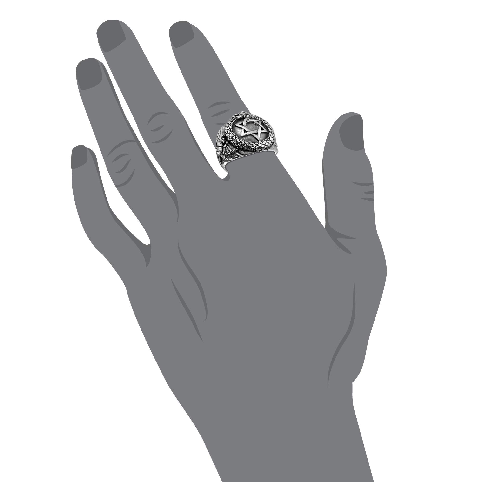WithLoveSilver 925 Sterling Silver Celtic Snake Serpent Star of David Raven Ring (9)