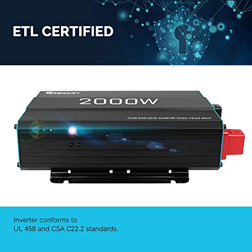 Renogy 3000W 12V Pure Sine Wave Inverter 3000 Watt Solar Power Battery Converter 12VDC to 120Vac ETL Listed