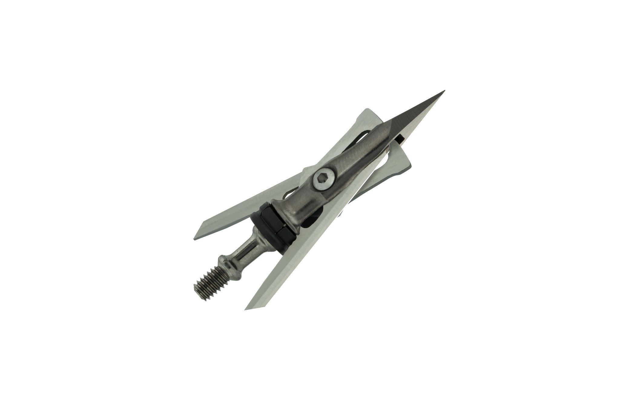 RAGE Hypodermic 2-Blade 100 Grain Broadhead with Exclusive Hybrid Tip, One Piece Stainless Steel Ferrule, Shock Collar Technology, .035” Stainless Steel Blades and a 2”+ Expandable Cut - 3 Pack