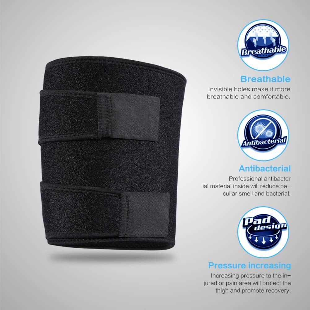 Yosoo Health Gear Adjustable Thigh Brace Support, Hamstring Quad Wrap Thigh Pain Relief Thigh Protector Thigh Compression Sleeve Thigh Wrap for Hamstring Injuries One Size Fit Most