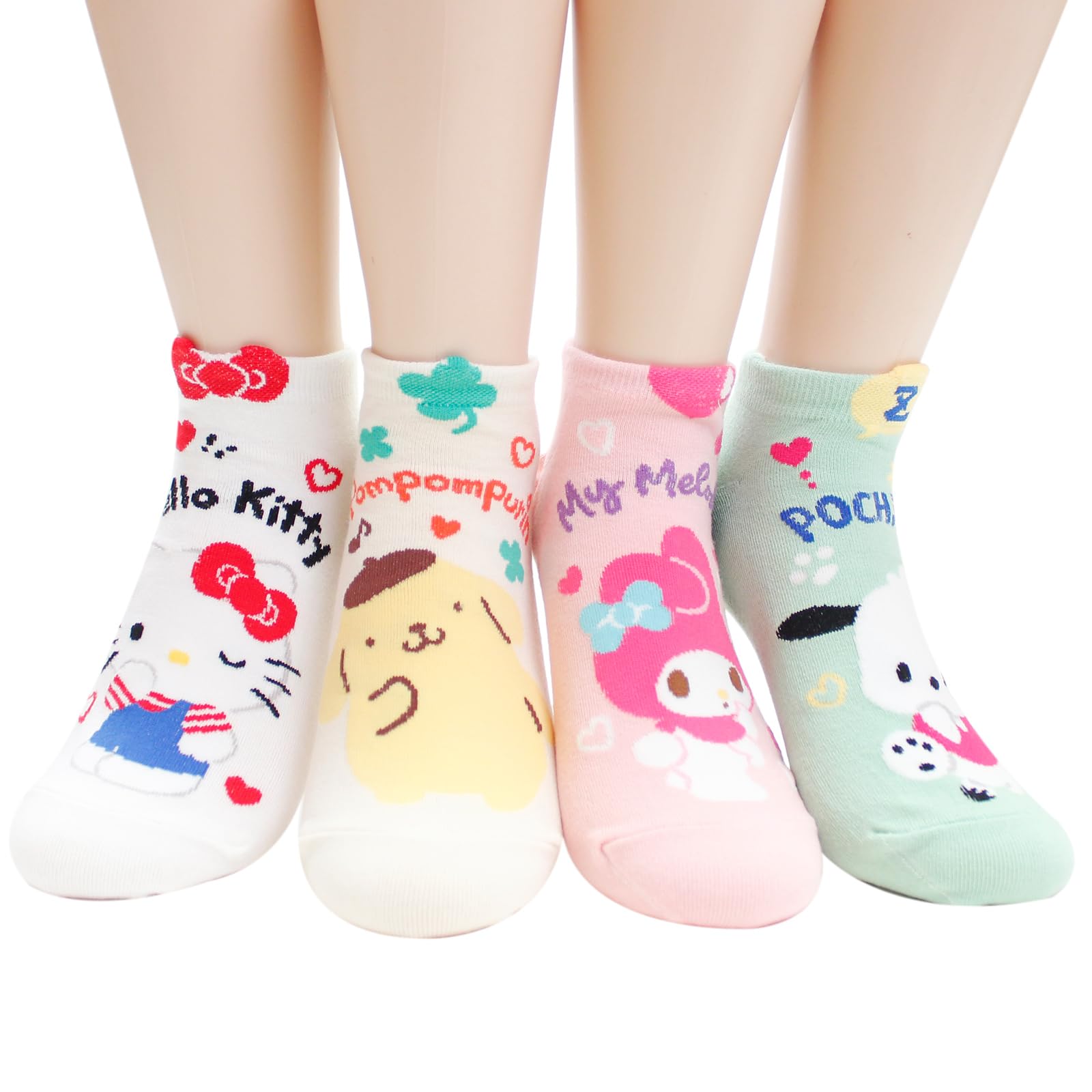 Socksense Hello K Character Series Women's Original Socks (Cotton Blend, Kawaii_8pairs)
