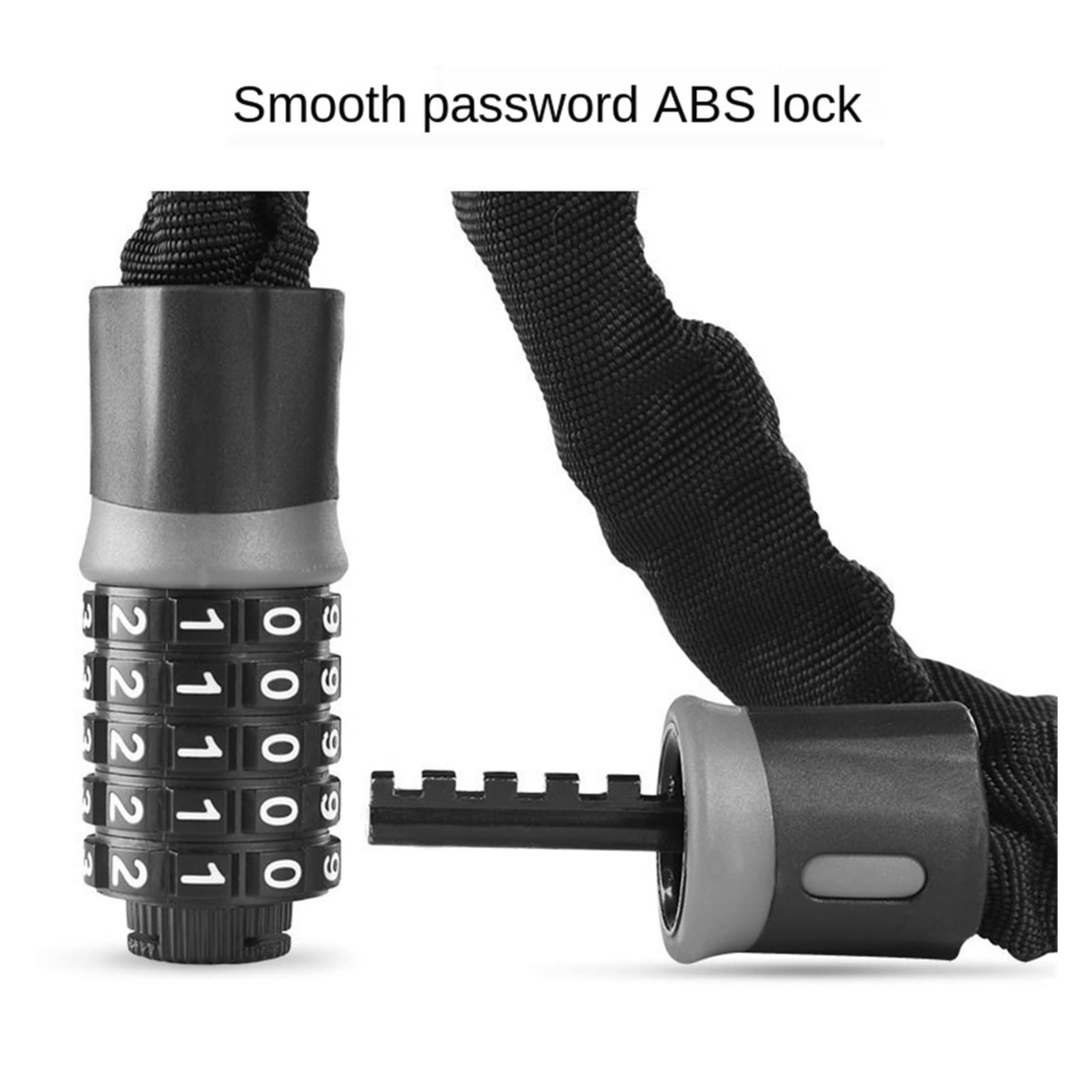 XFTD Bicycle Lock Bike Lock 5 Digit Code Cycling Bicycle Lock Chain Motorcycle Road Bike Accessories Safety Portable Lock Bicycle Convenient and Practical (Color : Black 60CM)