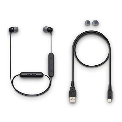 Sony WI-C310 Wireless in-Ear Headphones, Black (WIC310/B) Bundle with Hard Shell Earphone Case (2 Items)