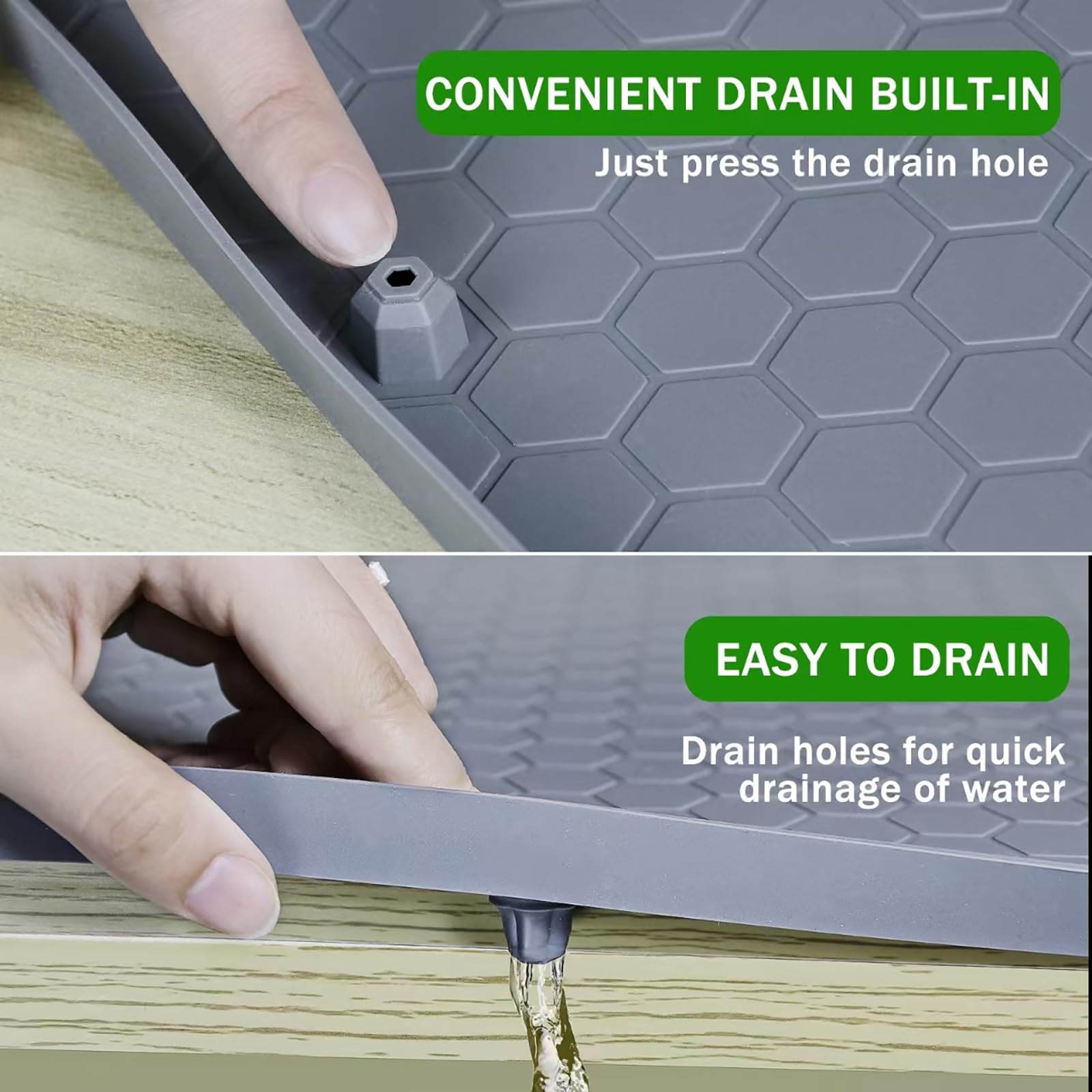 Under Sink Organizers with Drain Hole - Silicone Mat - Perfect for Kitchen and Bathroom Organization and Storage