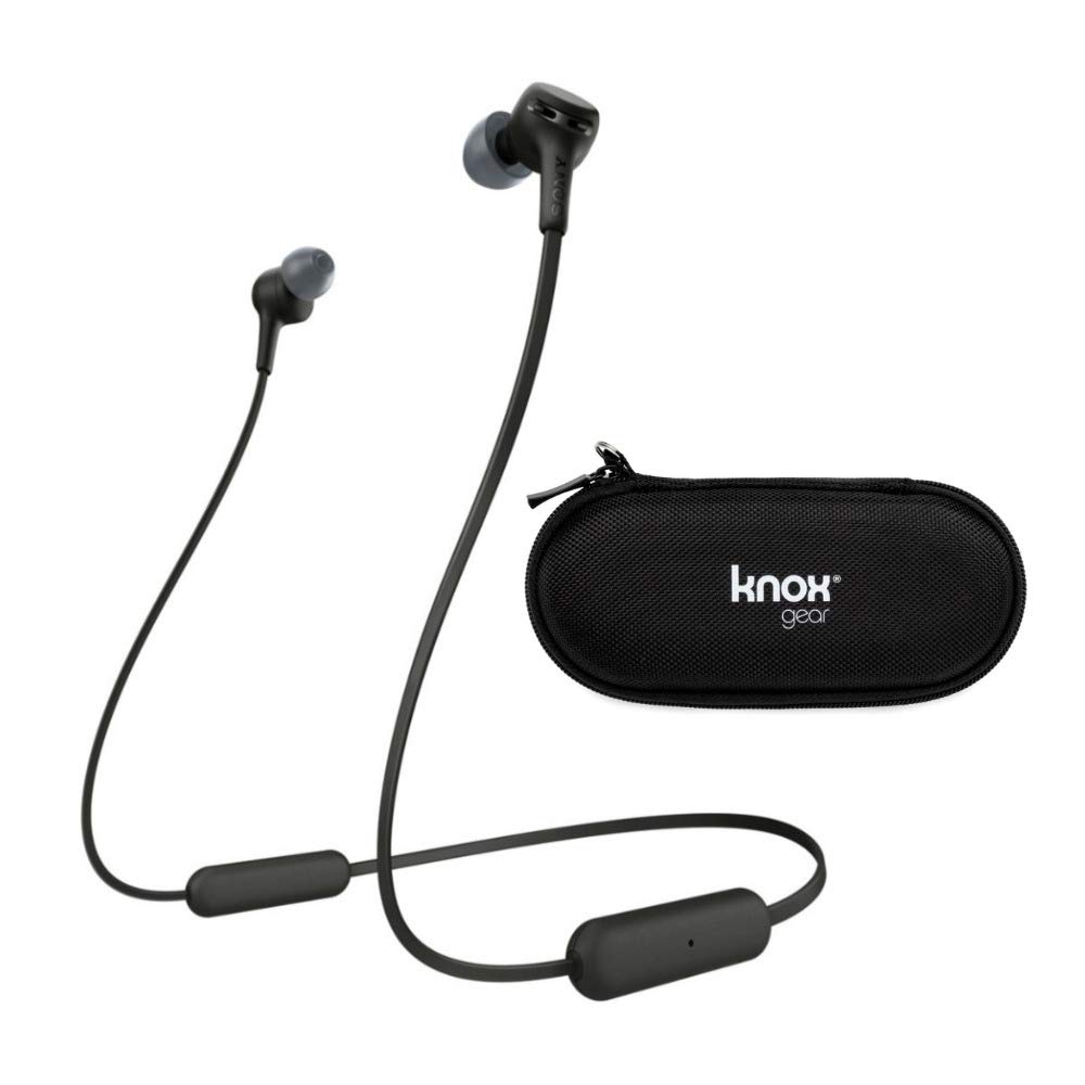 Sony WI-XB400 Extra Bass Wireless in-Ear Headphones (Black) with Knox Gear Hardshell Earphone Case Bundle (2 Items)