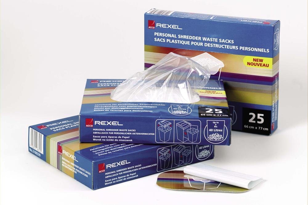 Rexel Plastic Waste Bags for Wide Entry Shredders, 200L Capacity, Pack of 50, 40014