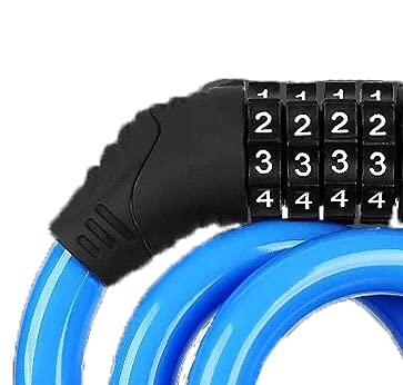 WWWL Bike Lock Bicycle Lock Bike Accessories Theft Spiral Steel Cable Universal Protective Stainless Coil Chain Safe Combination Bike Lock (Color : Blue)