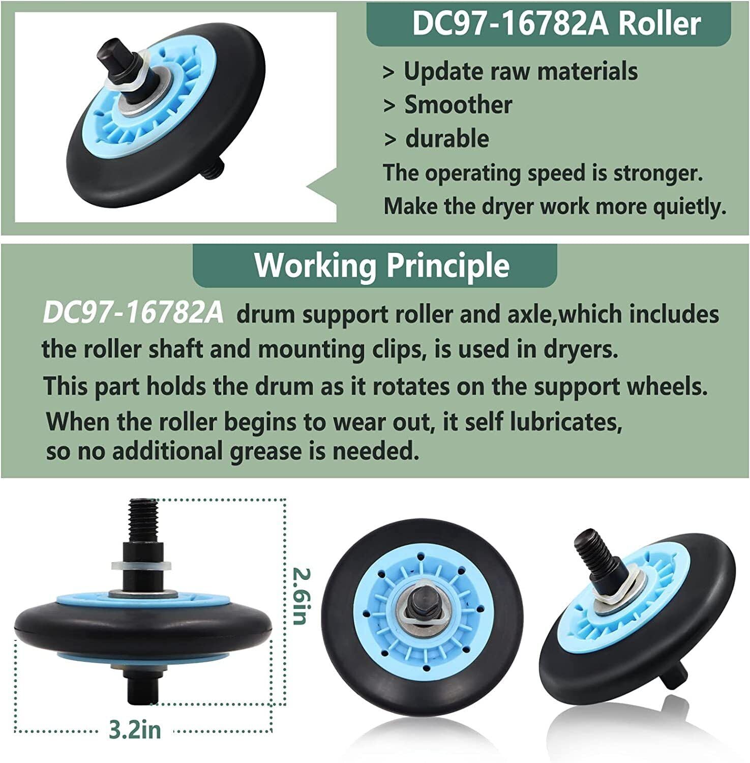 Repair Kit DC97-16782A Roller 6602-001655 Belt DC93-00634A For Samsung Dryer