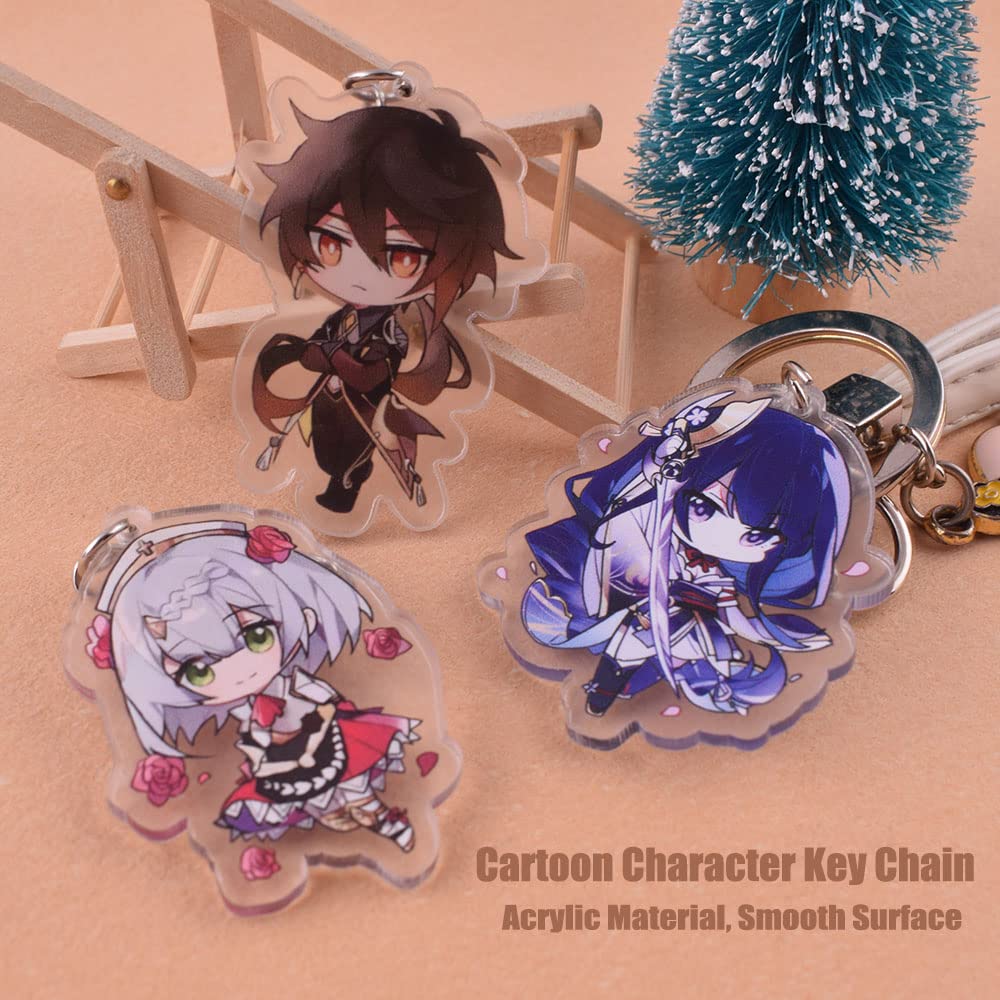 XHWUDI Genshin Impact keychain Set - Acrylic Keychain 30 Pack Genshin Anime Keychains with Key ring for men and Women