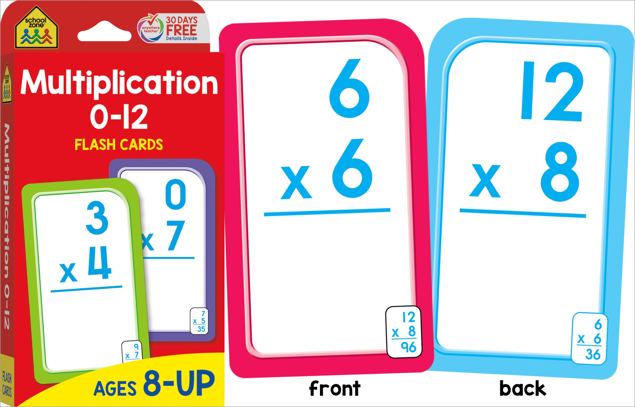 School Zone - Get Ready Flash Cards Multiplication & Division 2 Pack - Ages 8 to 9, 3rd Grade, 4th Grade, Multiplication 0-12, Division 0-12, Elementary Math, and More