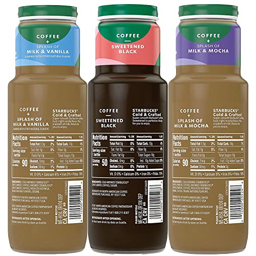 Starbucks Cold & Crafted Coffee, 3 Flavor Variety Pack, 11oz Bottles, (12 Pack)