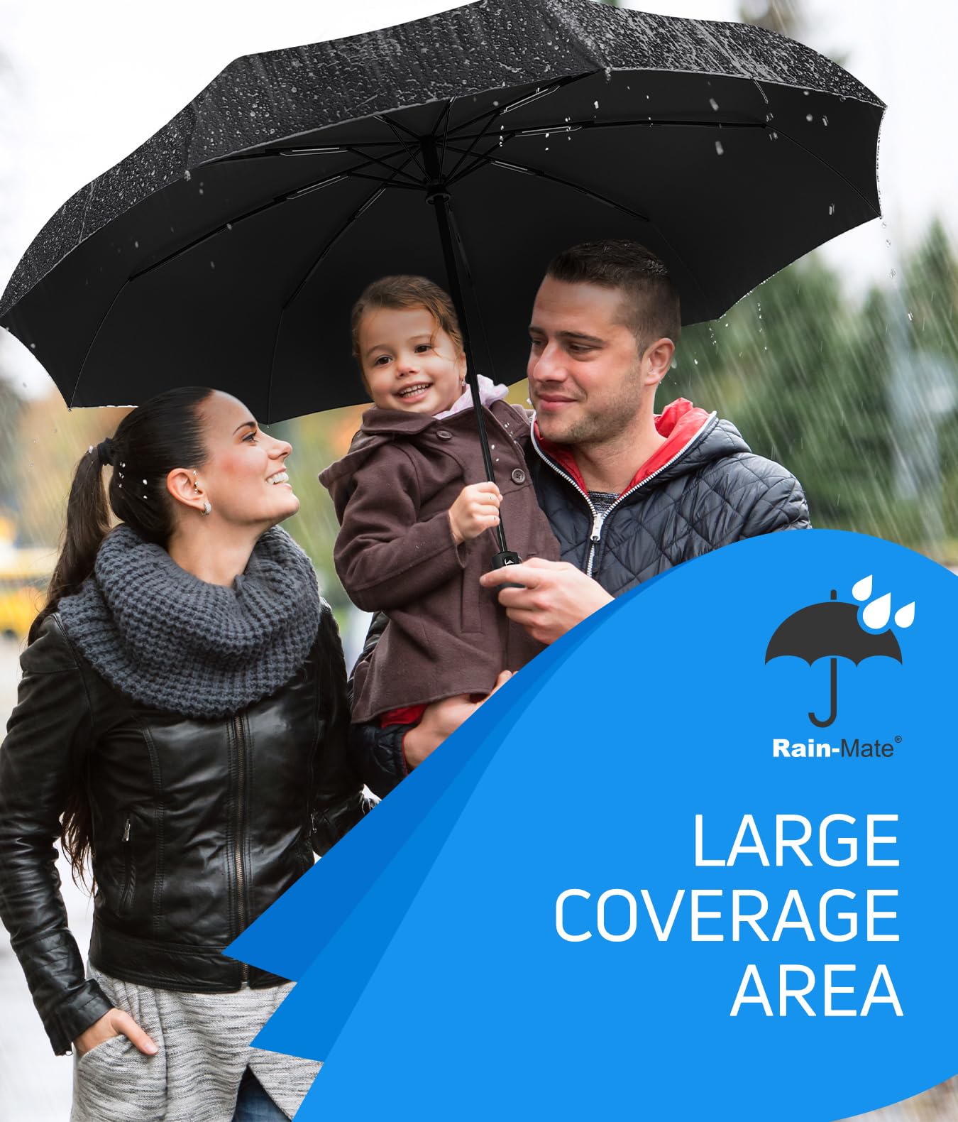 Rain-Mate Compact Travel Umbrella - Pocket Portable Folding Windproof Mini Umbrella - Auto Open and Close Button and 9 Rib Reinforced Canopy (Yellow)