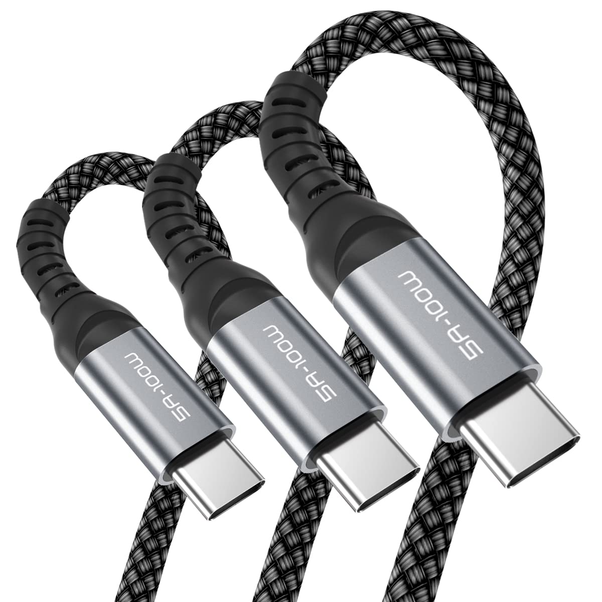 USB-C to USB-C 100W Cable (10ft/2-Pack),USB Type C 5A Fast Charging Cable Compatible with MacBook Pro 2020/2019/2018, iPad Pro 2020/2019/2018,Samsung Galaxy Note 20,Pixelbook and Type-C Laptops