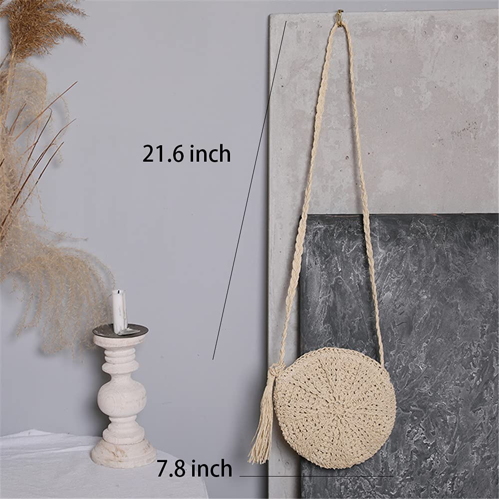 XMLMRY Straw Bag Women's Straw Clutch Purse Summer Beach Bags Envelope Wallet Woven Handbags(Small round bag-Khaki)