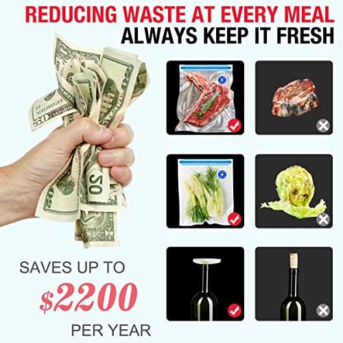 Sous Vide Bags|13PCS Electric Vacuum Sealer Kit for Anova,Joule Cookers|Handheld Vacuum Sealer with Auto Pause Function,7Pcs Reusable Vacuum Seal Food Sealer Bags