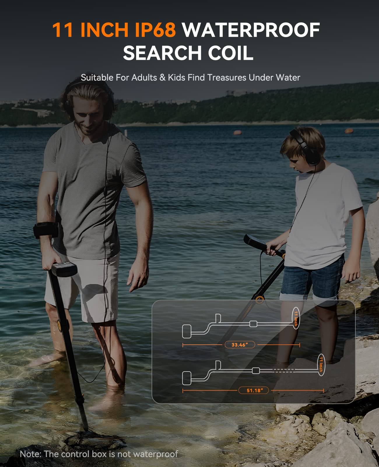 SUNPOW Foldable Metal Detector for Adults, Professional Waterproof Adjustable High Accuracy Folding Metal Detectors with LCD Display,DSP Chip, 11" Coil, 5 Mode,Lightweight Collapsible for Easy Travel