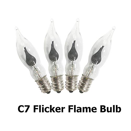 SUNSGNE Flicker Flame Light Bulb, Clear Flame Tip Candelabra Replacement Bulbs with a Flickering Orange Glow, 1 Watt/120 Volts/ E12 Flame Candelabra Base Bulbs, 12 Pack
