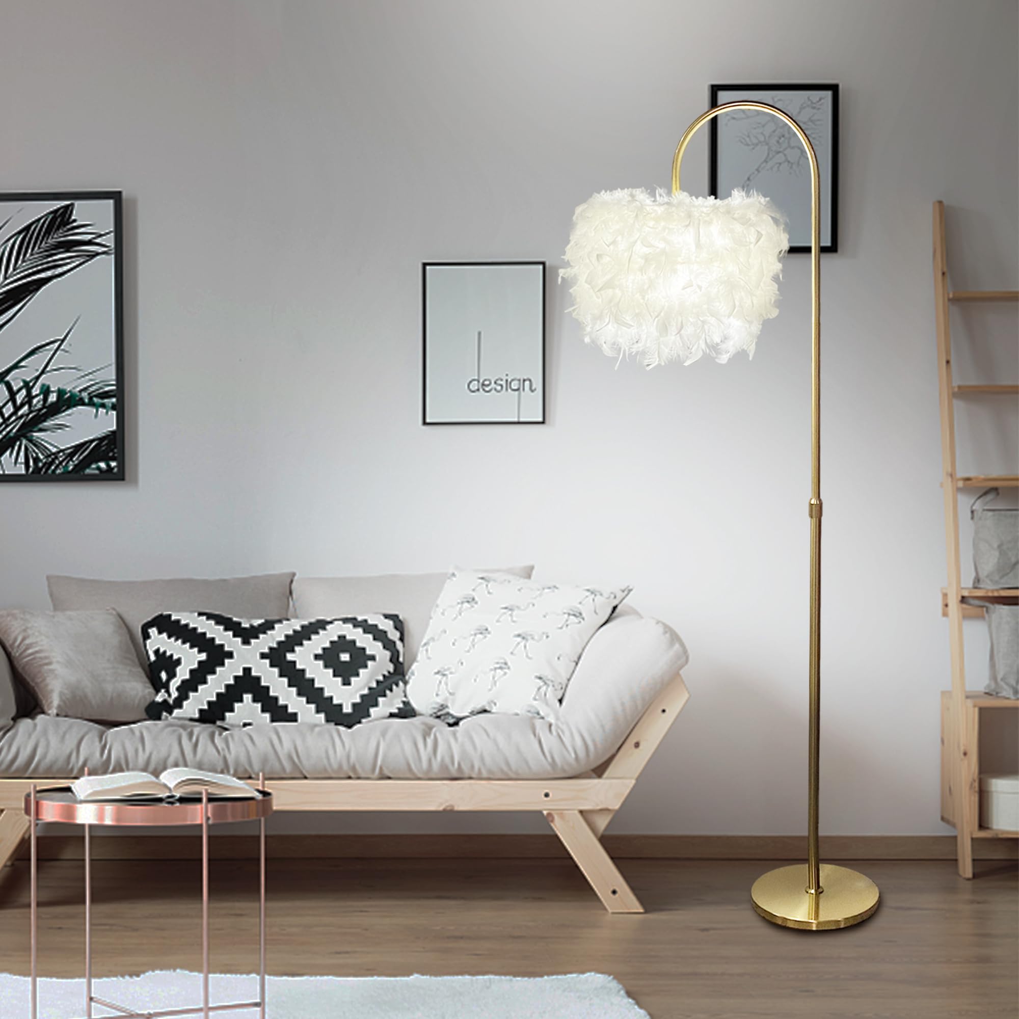 VENIVIDI Feather Floor Lamp for Living Room Bedroom Office