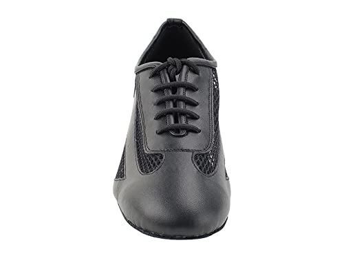Very Fine Dancesport Shoes - Women's Latin, Salsa Ballroom Practice Dance Shoes - Classic 2009-1.5" Heel & Canvas Mesh Shoe Bag (Black Leather, Size 9)