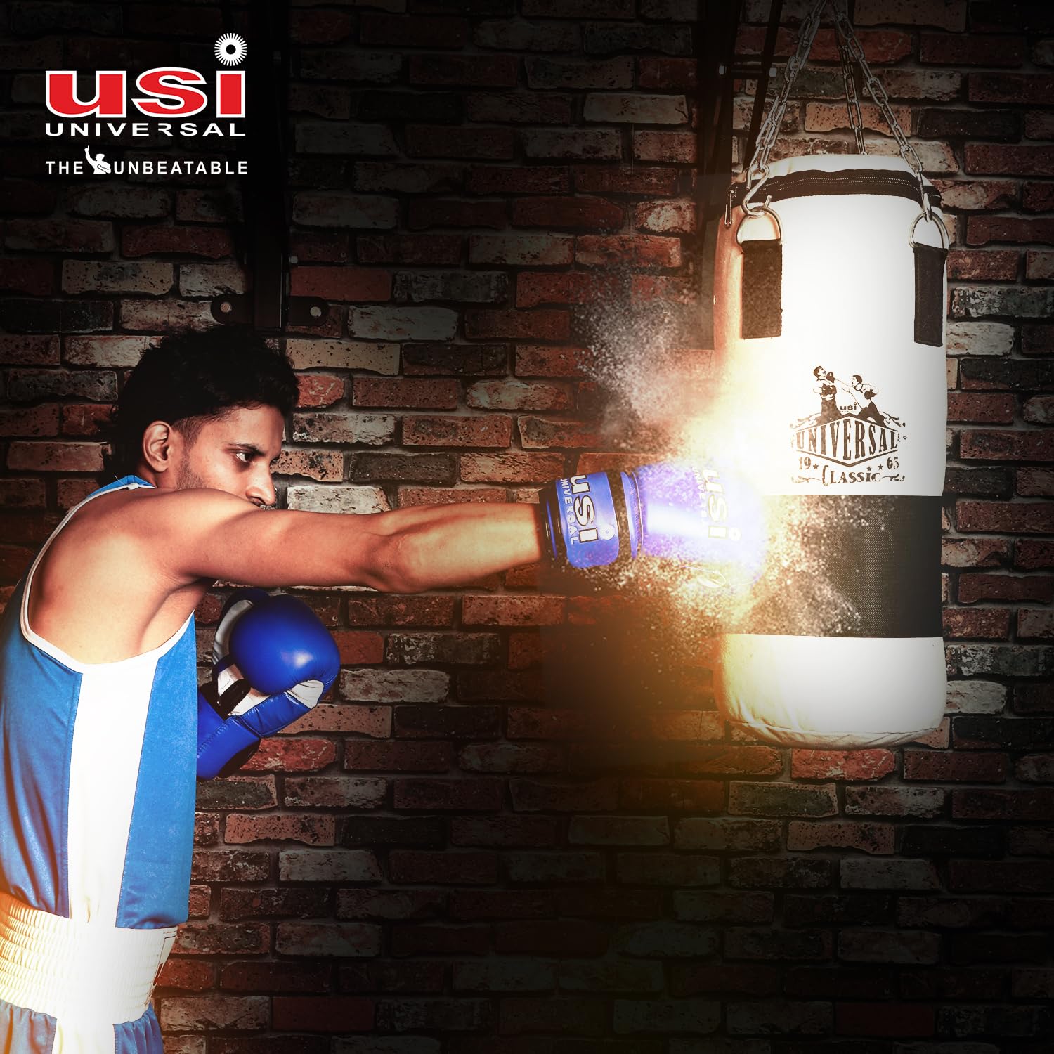 USI Classic Heavy Punch Bag Unfilled with Chain Set for Boxing MMA Kickboxing (2ft.)