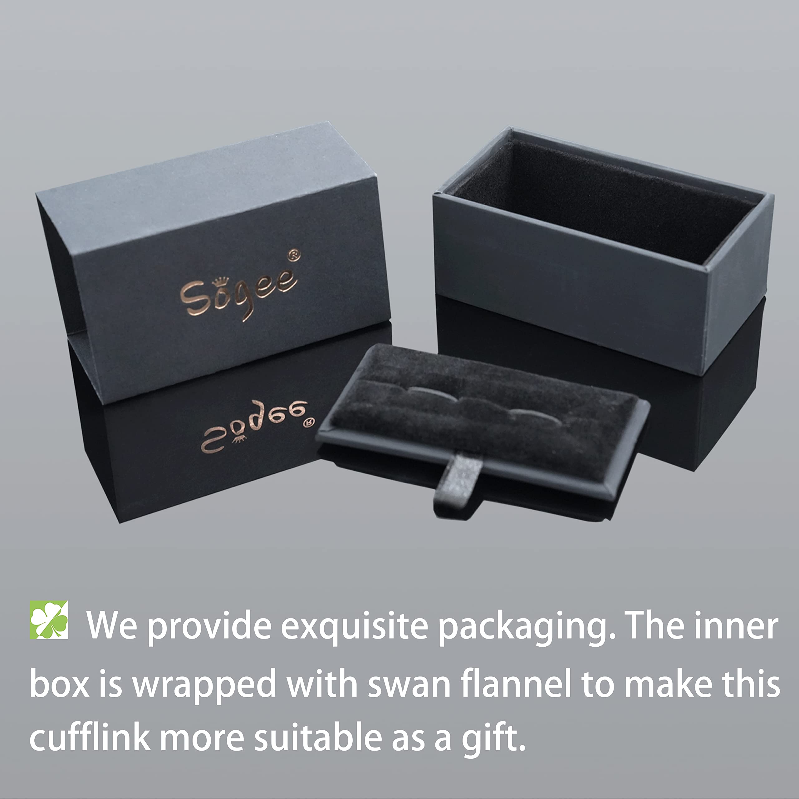Sogee 18K Gold Plated Black Crystal Cufflinks for Men Square Elegant Mens Cuff Links for Business Wedding Party Unique Gift