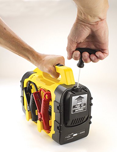 Rally Portable 8 in 1 Jump Starter and Power Source Unit with Air Compressor/Tire Inflator, AC/DC Power Outlets, LED Work Light and Hand Generator (7471)