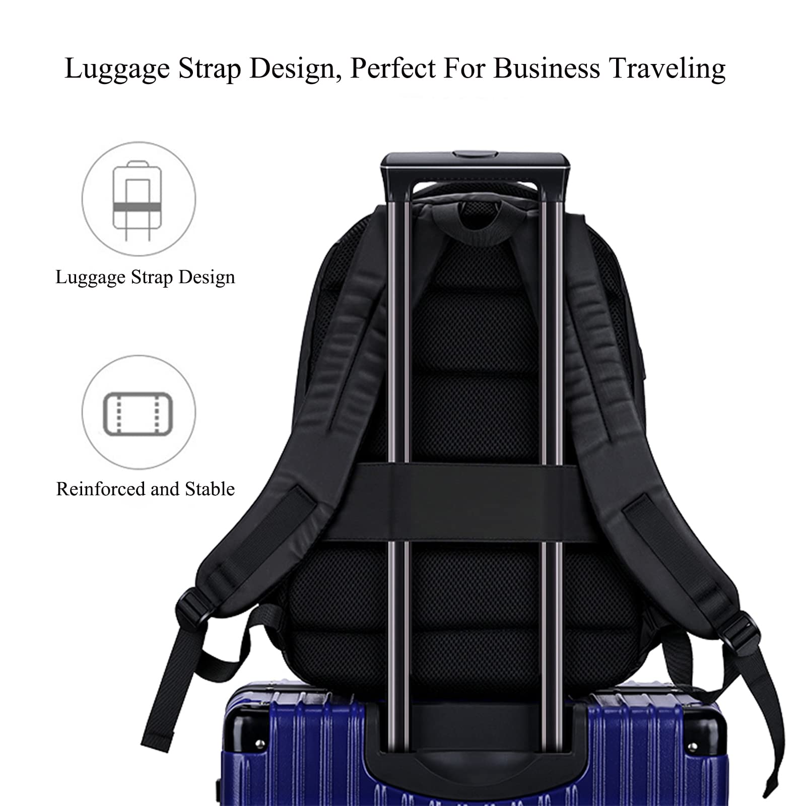 Vaupan Laptop Backpack, Business Travel Backpack with USB Charging Port, Durable Water Resistant College Bookbag Computer Bag Gifts for Men & Women Fits 15.6 Inch Notebook (Black)