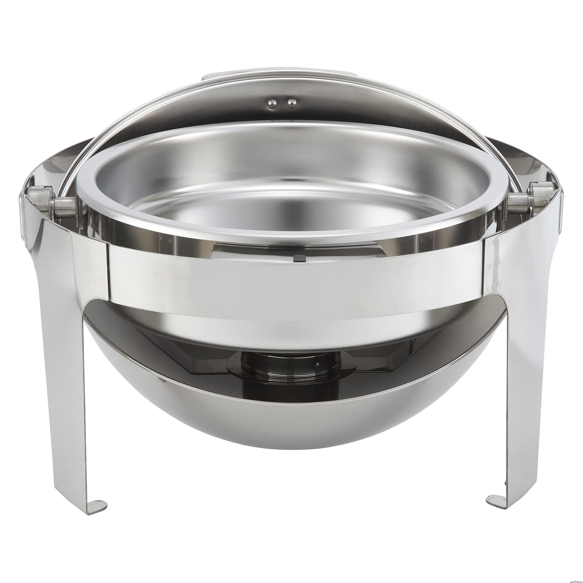 Winco 602 Round Chafer w/Roll-Top Lid & Chafing Fuel Heat MadisonChafer, 6 Quart, Silver