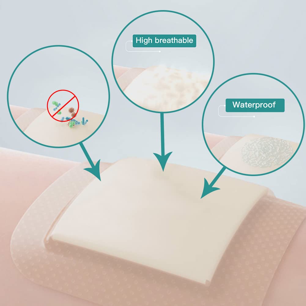 Silicone Foam Dressing with Border Adhesive 3"x3" 10 Pack& Silver Calcium Alginate Wound Dressing Pads, 4'' x 4'' Patches, 5 Individual Pack