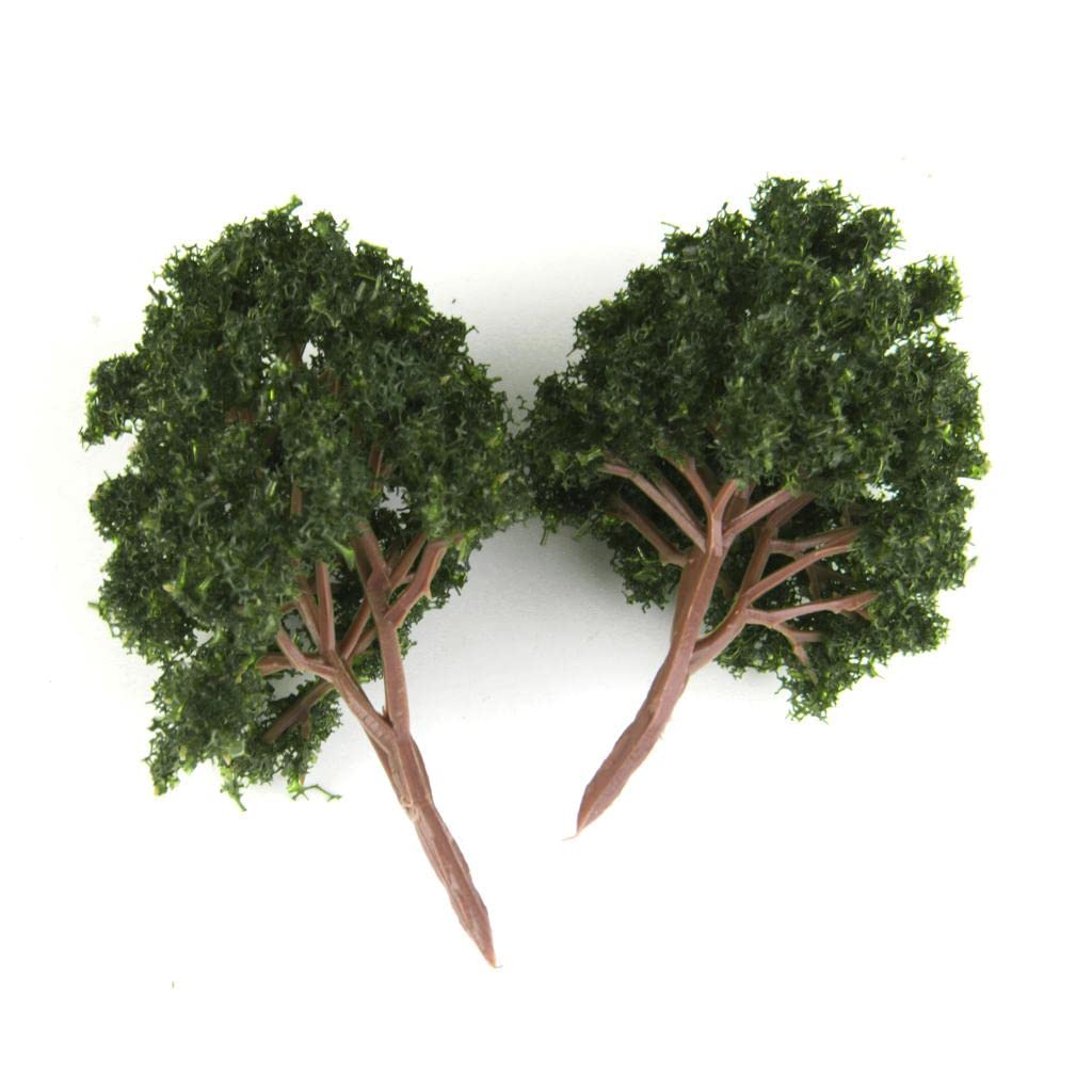 Tiuimk Pack of 20 Dark Green Plastic Model Trees for N Scale Train Layout